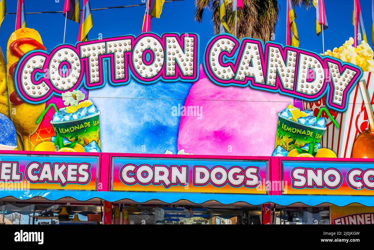 Concession Stand Advertising Cotton Candy Stock Photo - Alamy