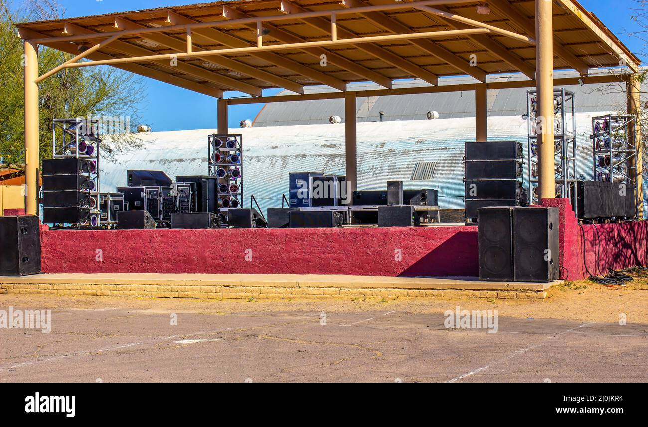 Small County Fair Sound Stage With Musical Equipment Stock Photo - Alamy