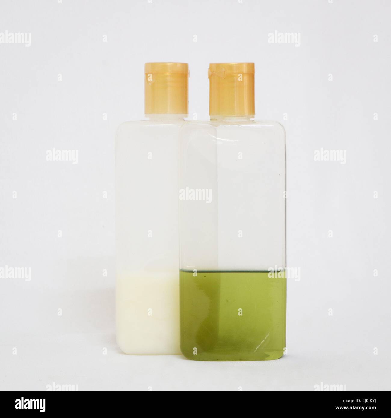 Bottles of cosmetic products for skincare and beauty on a white ...