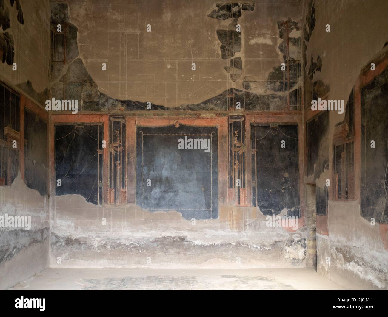 Wall fresco of the triclinium of Casa dei Cervi, Ercolano Stock Photo ...