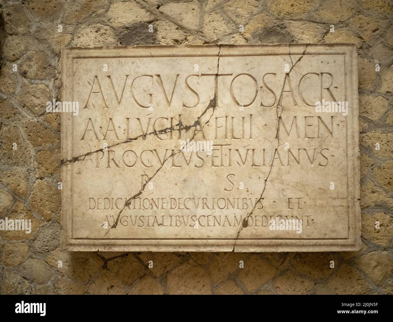 The epigraph stone, at Collegio degli Augustali, refering the two ...