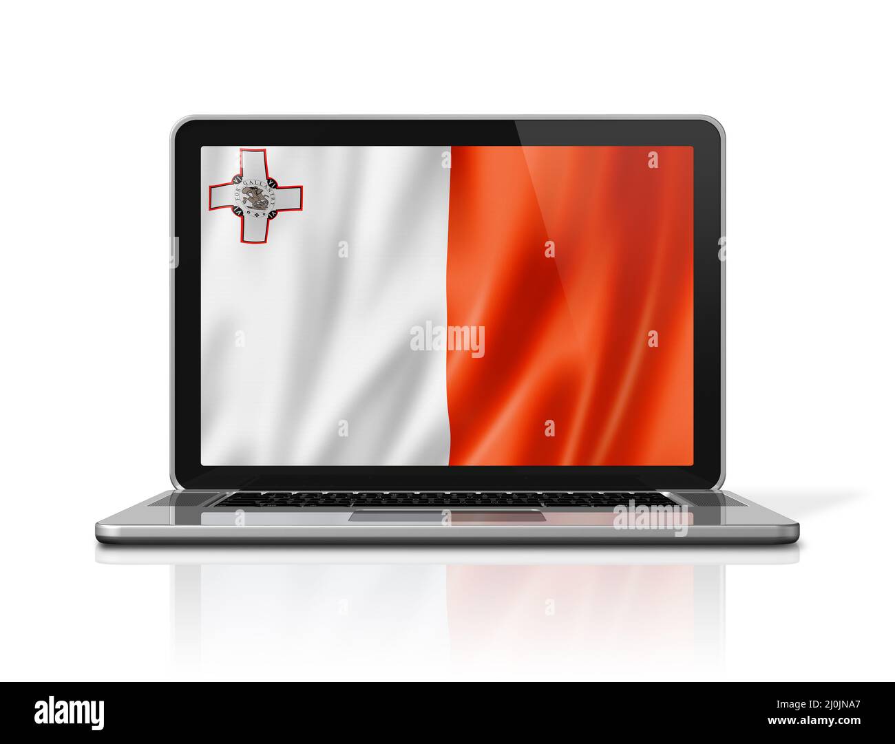 Malta flag on laptop screen isolated on white. 3D illustration Stock ...