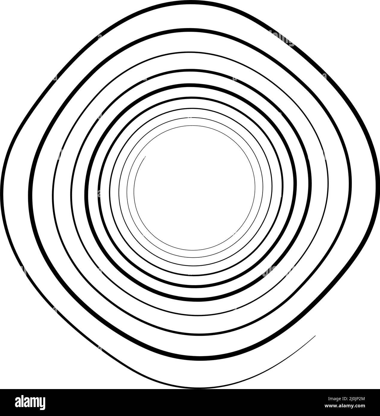 Freehand, hand drawn spiral, swirl, twirl element. Volute, helix ...