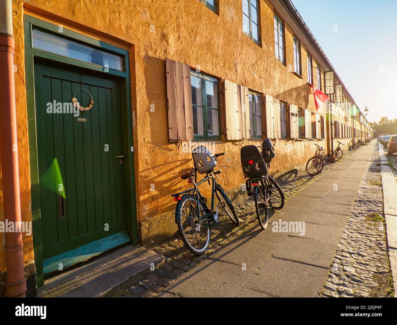 Copenhagen, Denmark - July, 2021: Nyboder is a historic row house ...