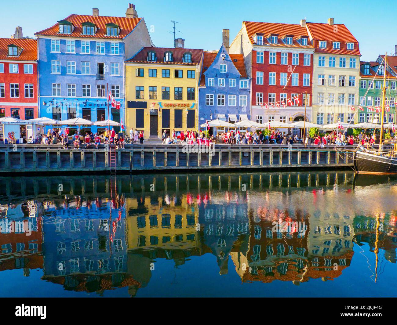 New Harbour, Copenhagen, Denmark - July 2021: View of Nyhavn canal with ...