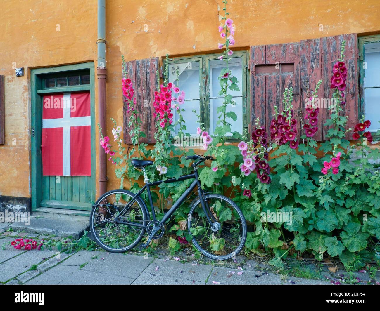 Copenhagen, Denmark - July, 2021: Nyboder is a historic row house ...