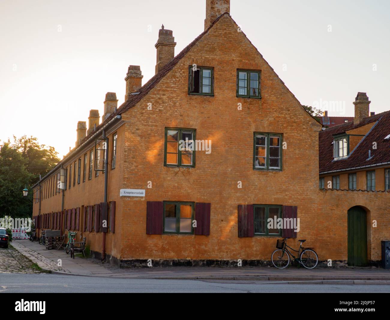 Copenhagen, Denmark - July, 2021: Nyboder is a historic row house ...