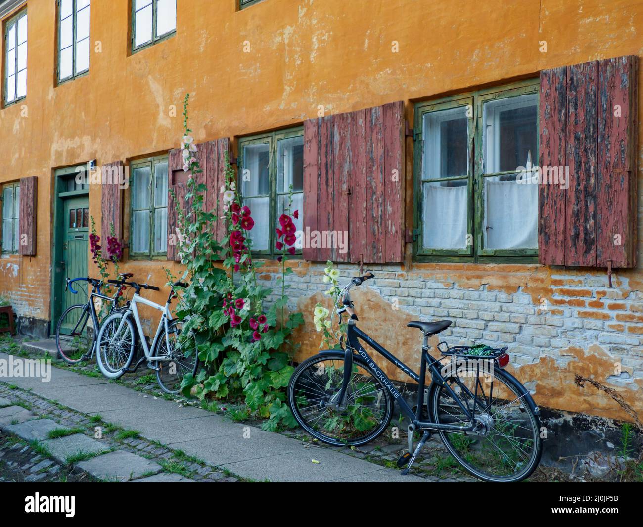 Copenhagen, Denmark - July, 2021: Nyboder is a historic row house ...