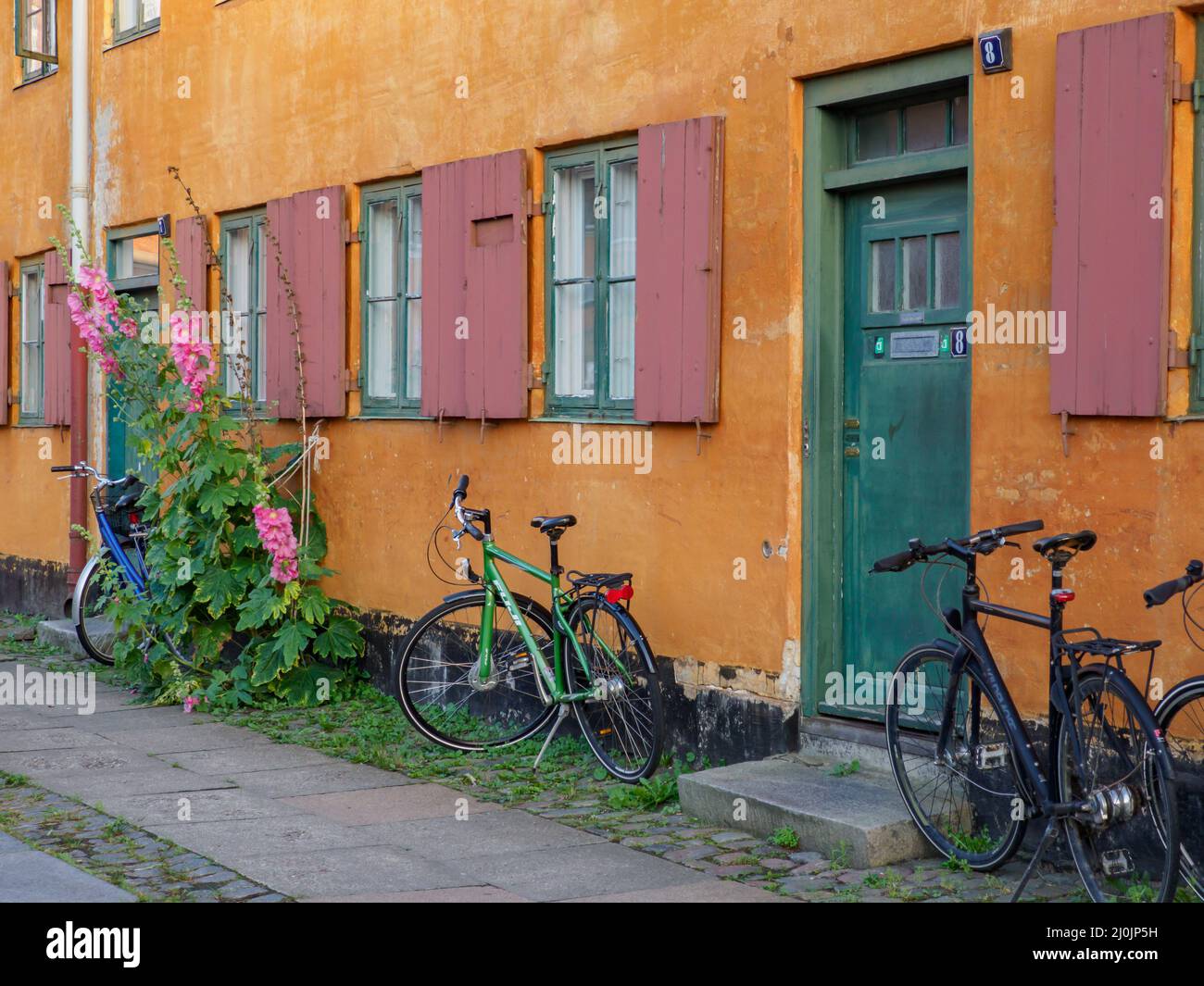 Copenhagen, Denmark - July, 2021: Nyboder is a historic row house ...