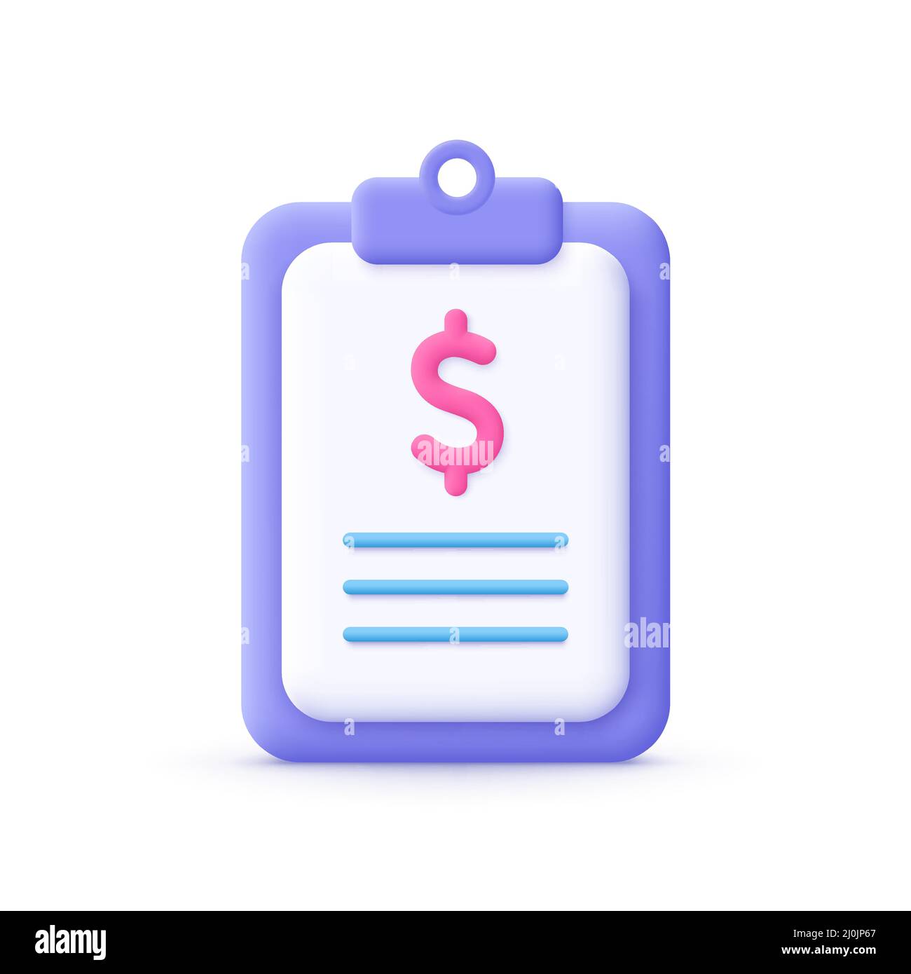 Paper document, clipboard with money sign. Tax form, invoice, contract ...