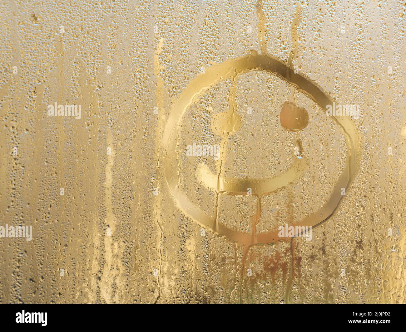 handmade inscription on the sweaty glass smiley Stock Photo - Alamy