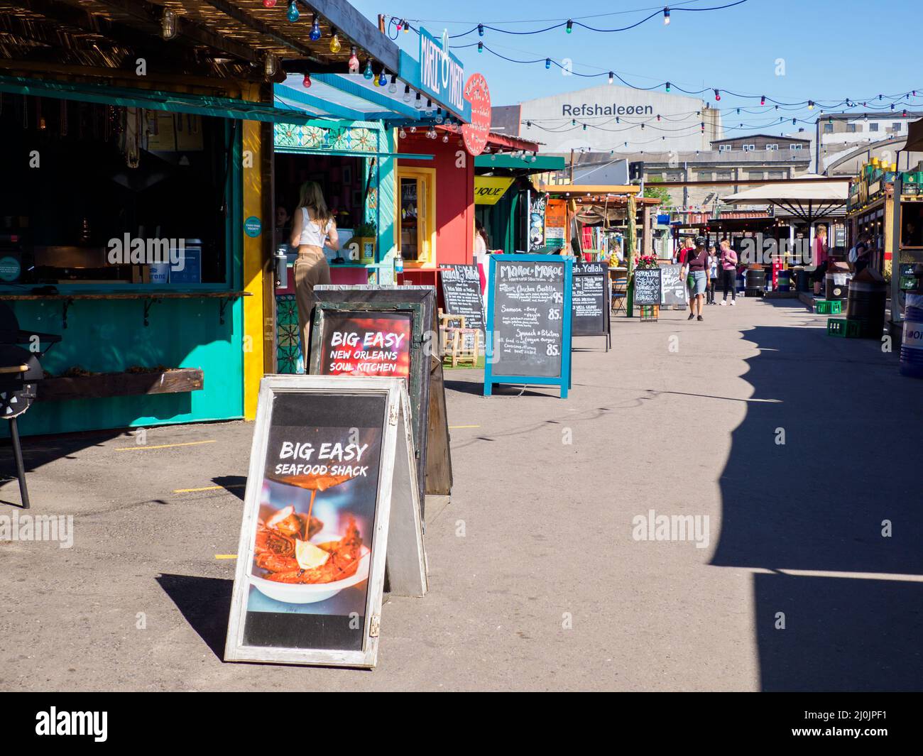 Copenhagen, Denmark - July 2021: Reffen - Copenhagen Street Food area ...