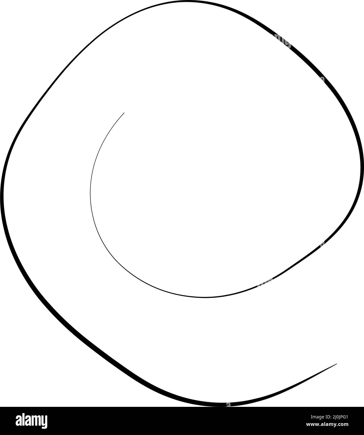 Freehand, hand drawn spiral, swirl, twirl element. Volute, helix ...