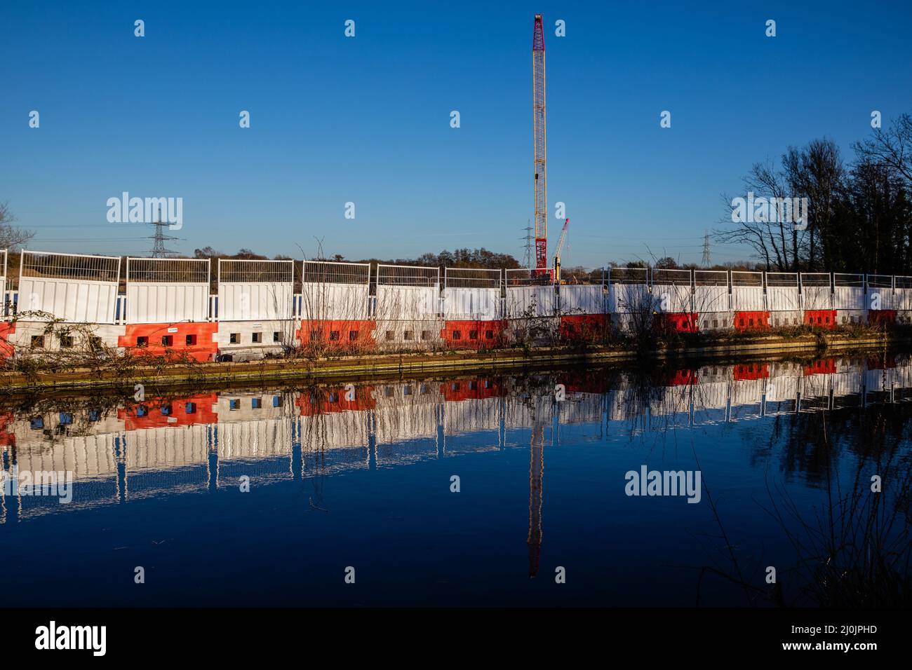 Harefield, UK. 27th February, 2022. Preparatory works for the Colne Valley Viaduct section of ...