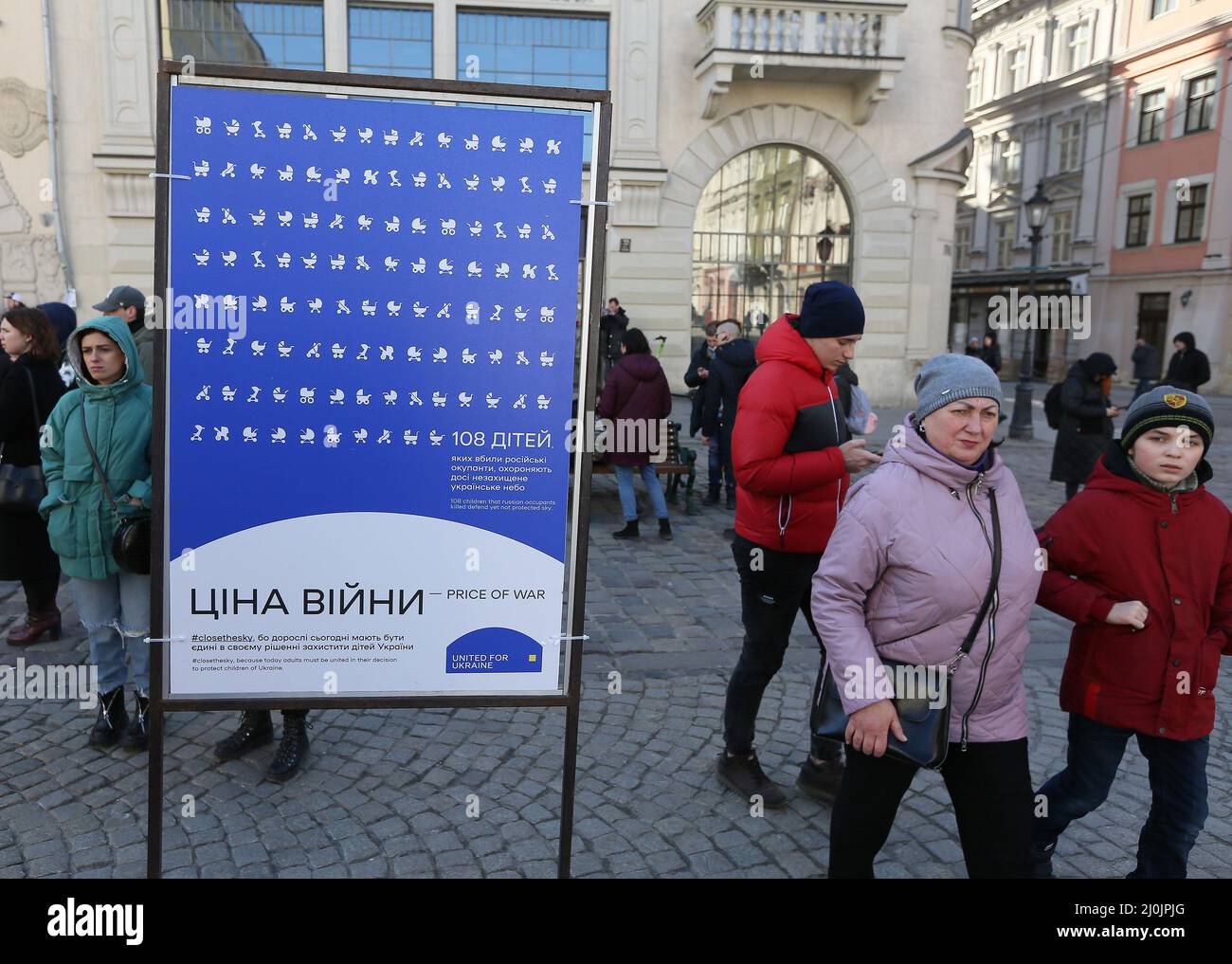 Lviv, Ukraine 18 March 2022. Social action "The price of War", the ...