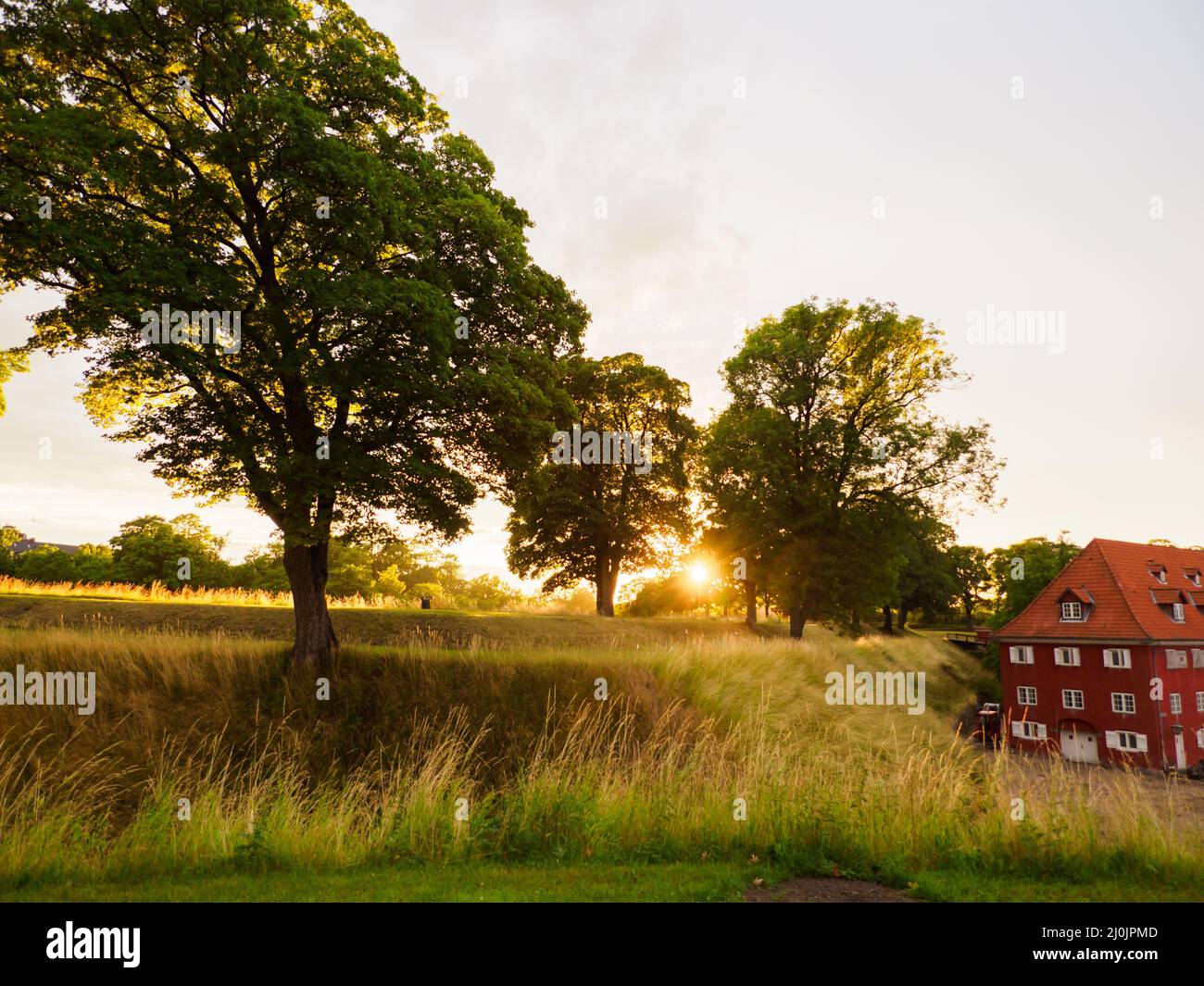 Copenhagen, Denmark- July, 2021: Landscape around a Kastellet fortress ...