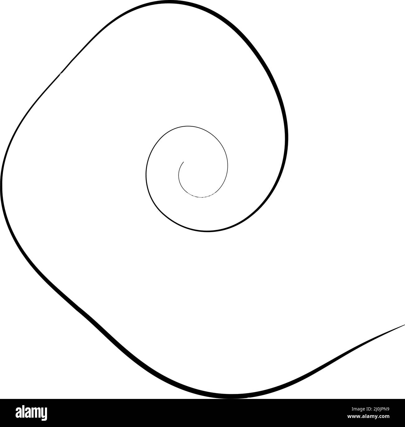Freehand, hand drawn spiral, swirl, twirl element. Volute, helix ...