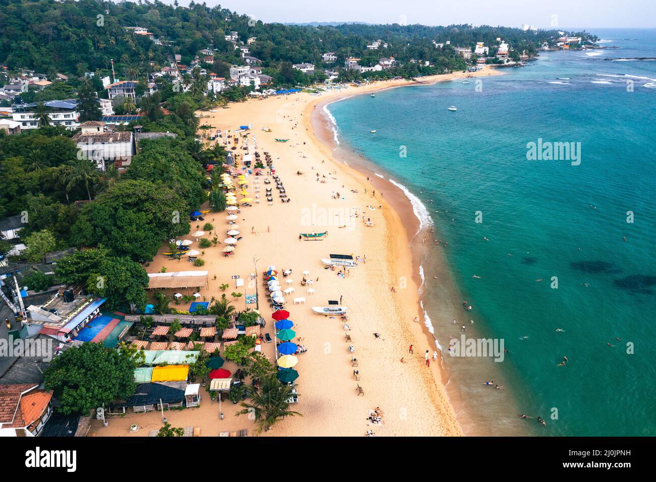 Aerial. Beach view in Unawatuna, Sri Lanka Stock Photo - Alamy