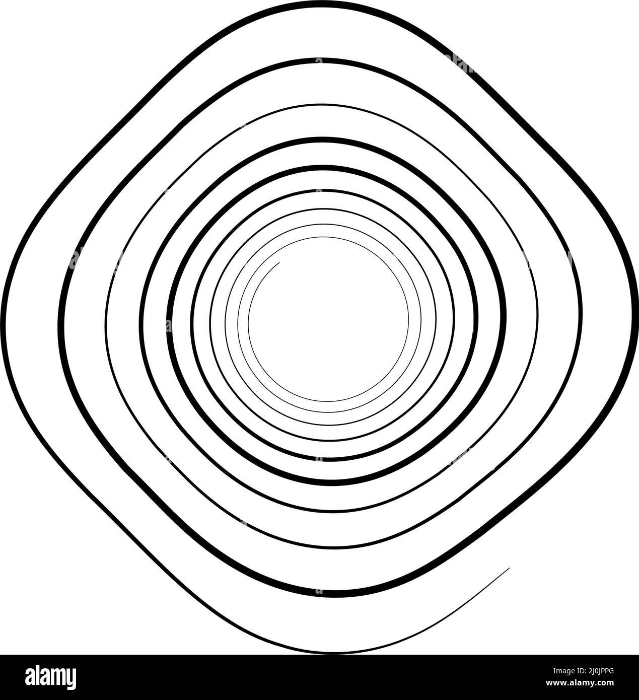 Freehand, hand drawn spiral, swirl, twirl element. Volute, helix ...