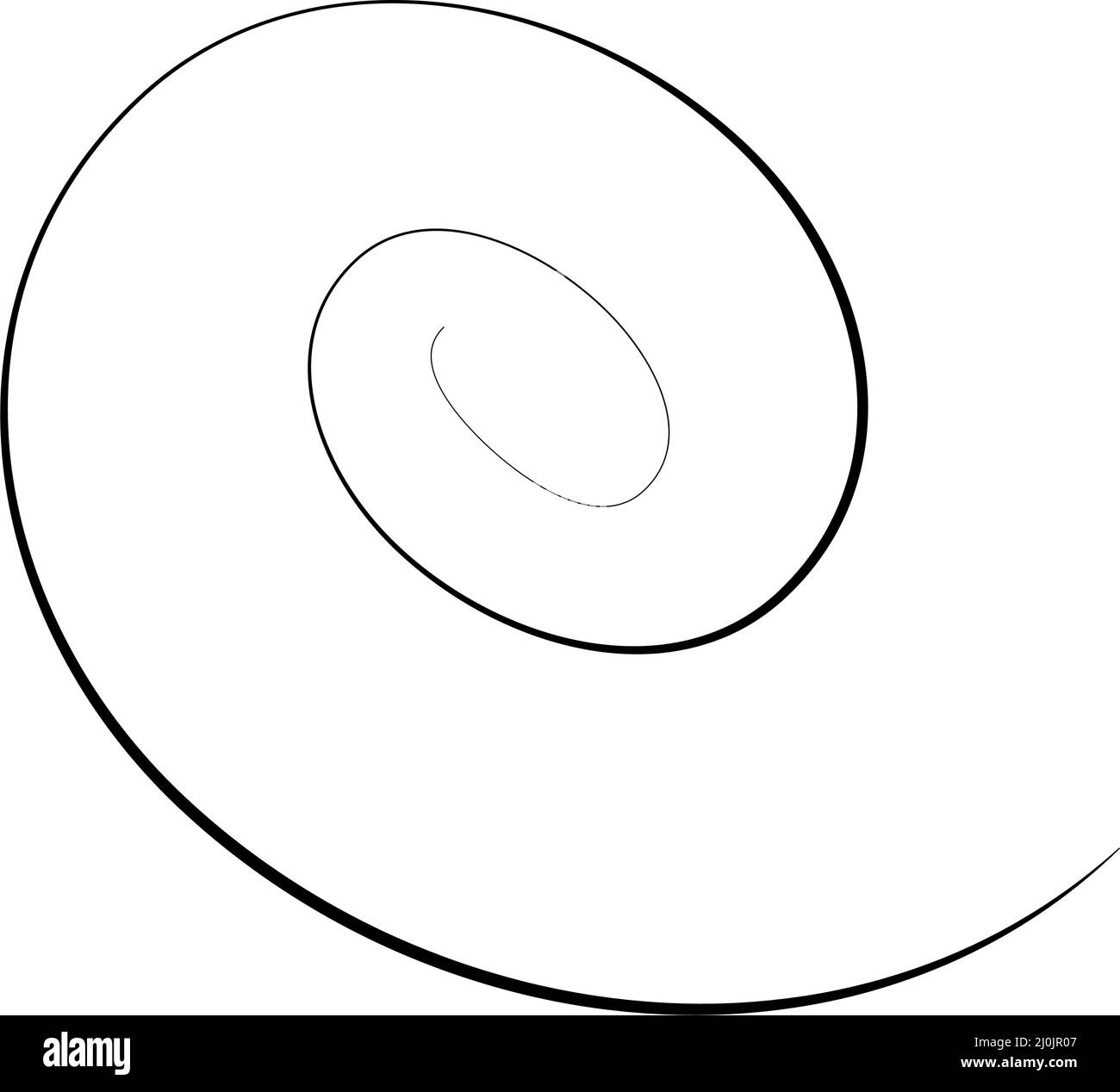 Freehand, hand drawn spiral, swirl, twirl element. Volute, helix ...