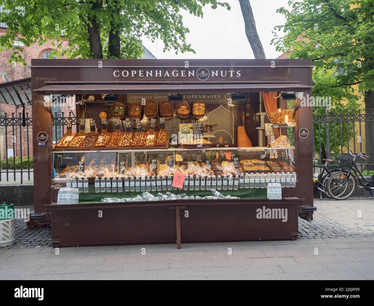 Copenhagen, Denmark - May, 2019: A booth with local delicacies on the ...