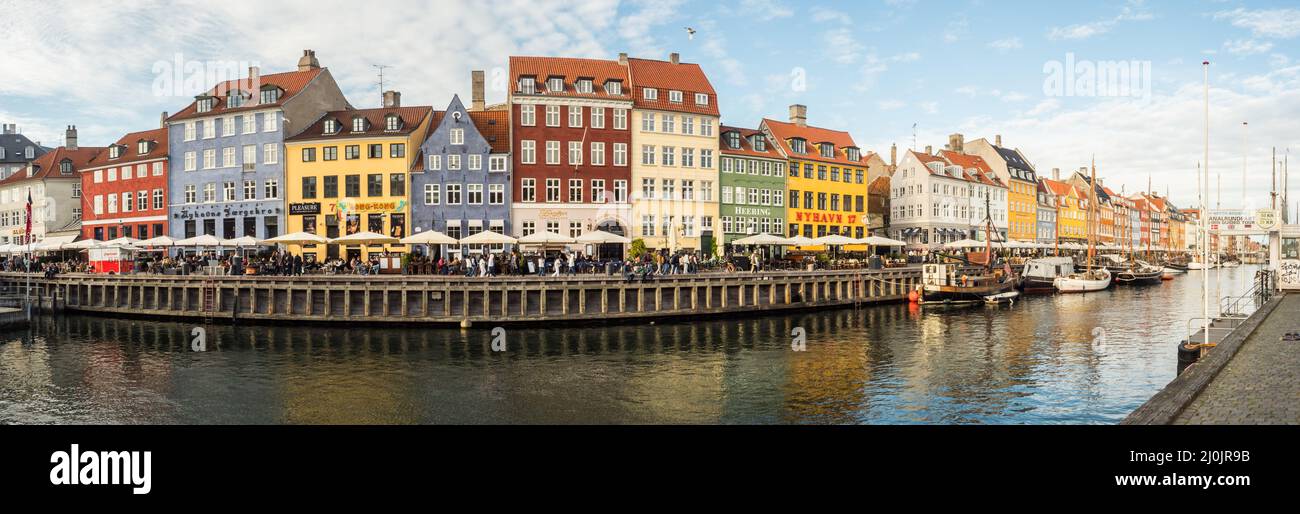 Nyhavn (New Harbour), Copenhagen, Denmark - 14 JMay 2019: Panoramic ...