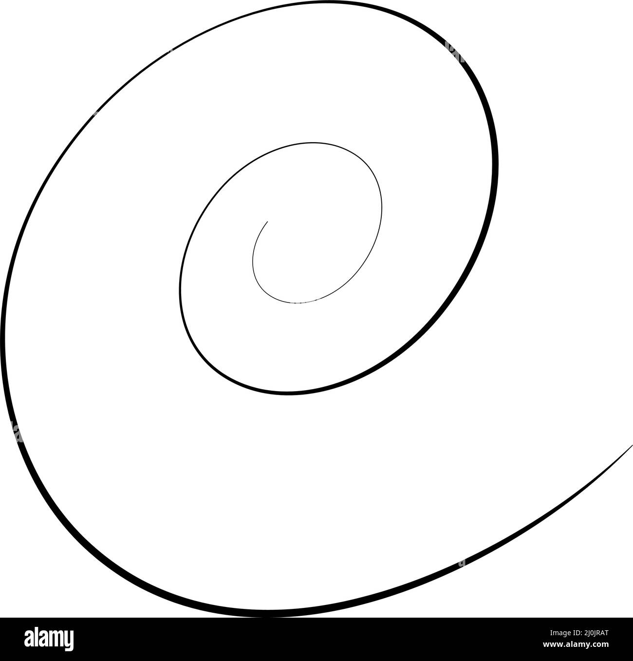 Freehand, hand drawn spiral, swirl, twirl element. Volute, helix ...