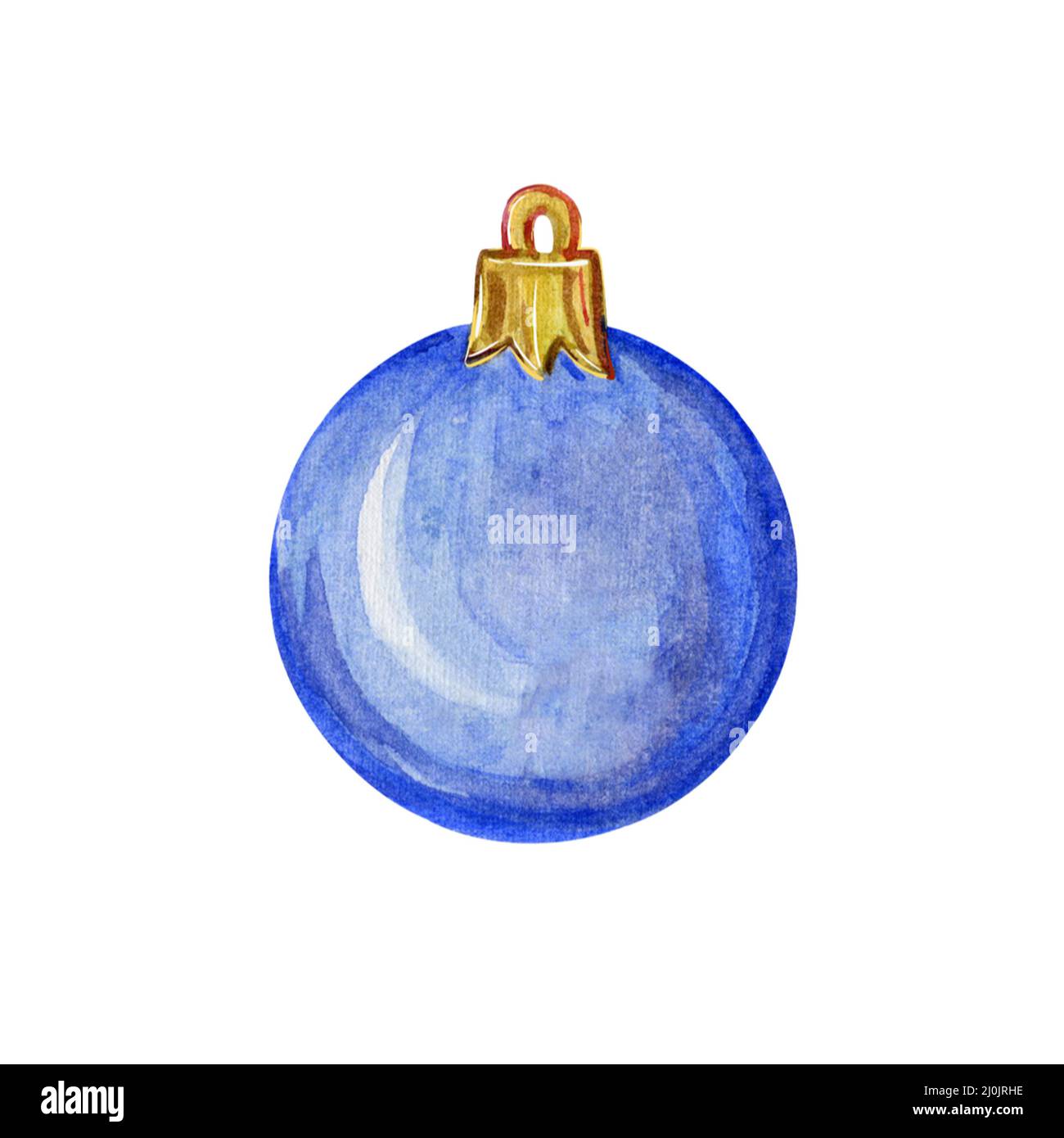Christmas blue ball. Christmas tree decoration. Watercolor illustration ... Christmas blue ball. Christmas tree decoration. Watercolor illustration ...
