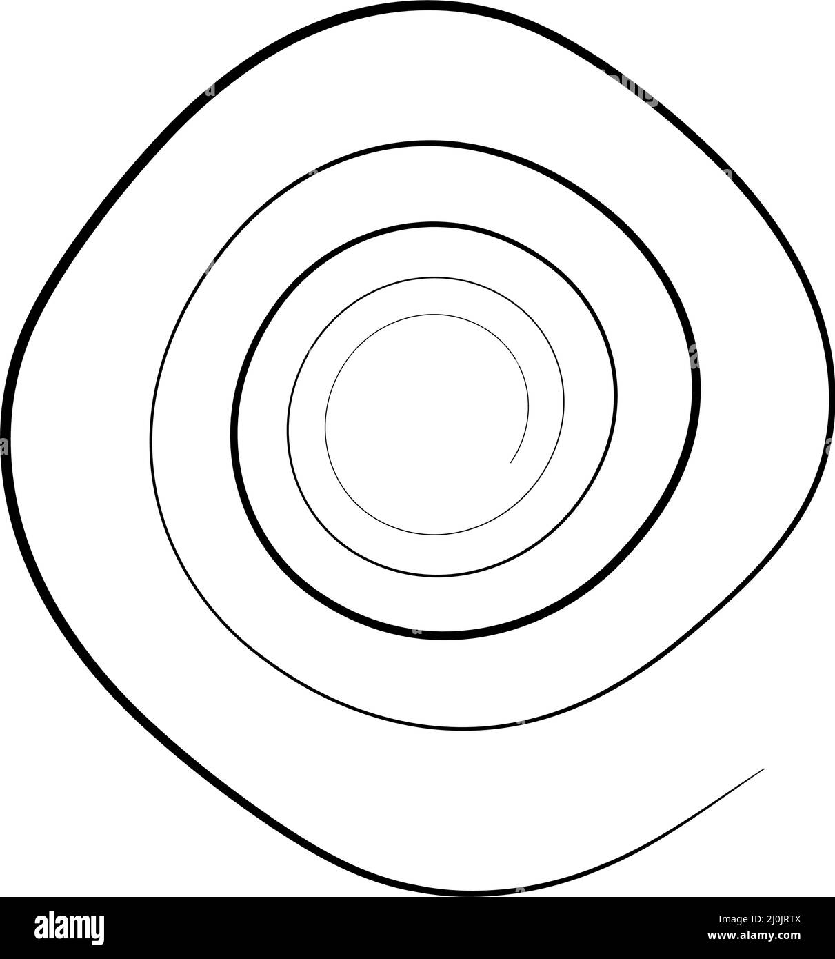 Freehand, hand drawn spiral, swirl, twirl element. Volute, helix ...