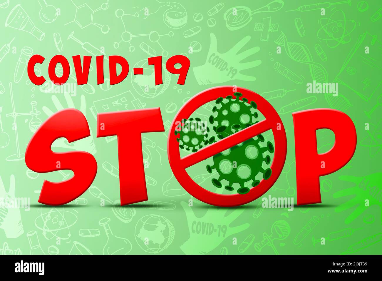 Stop corona virus background, pandemic risk concept. 3D illustration ...