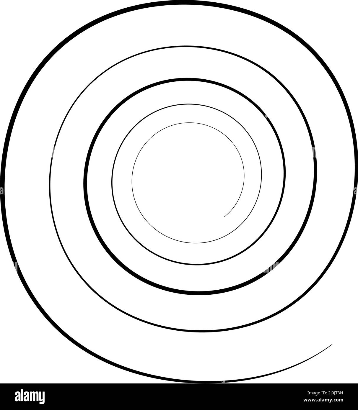 Freehand, hand drawn spiral, swirl, twirl element. Volute, helix ...