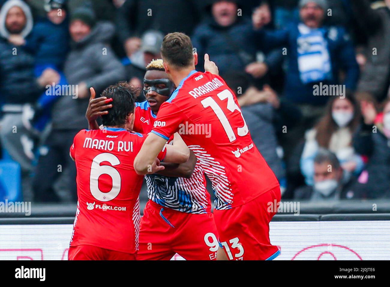 SSC Napoli's Nigerian striker Victor Osimhen celebrates after scoring a ...