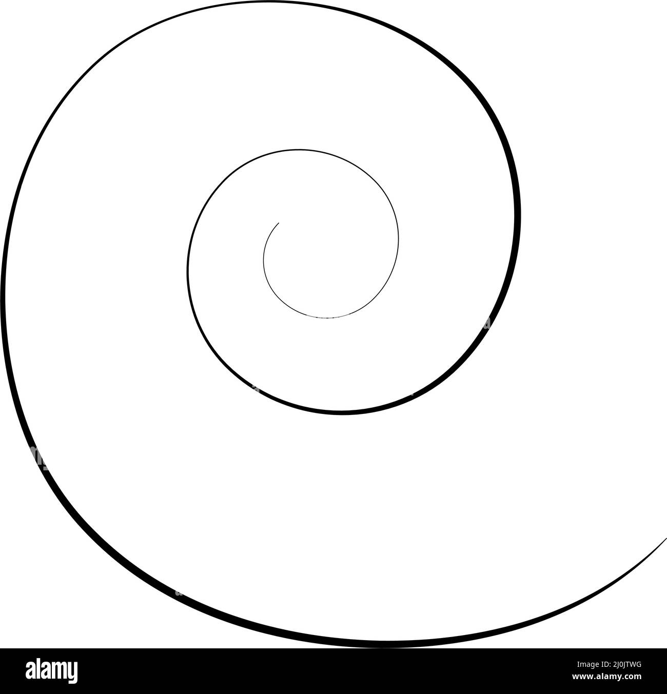 Freehand, hand drawn spiral, swirl, twirl element. Volute, helix ...