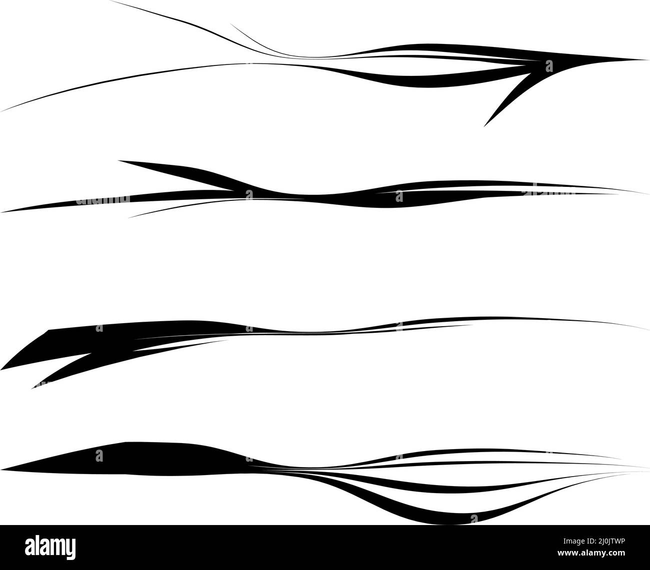 Wiggle, wobble squiggly lines, stripes divider set - stock vector ...