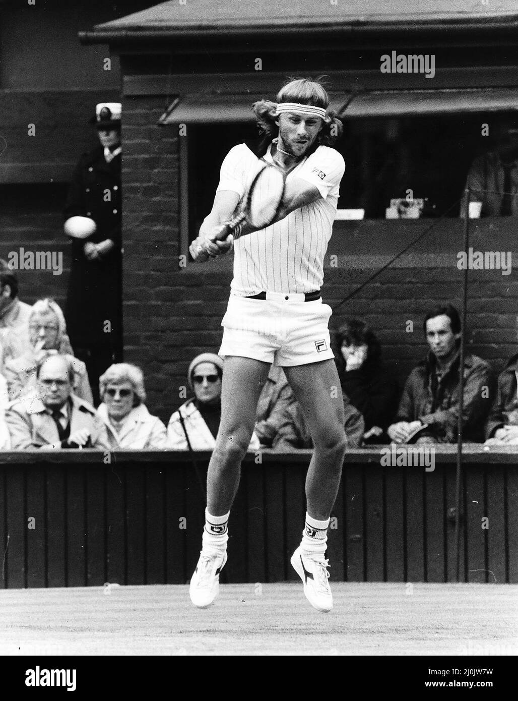 Bjorn Borg in action at the 1981 Wimbledon Tennis Championships Stock ...