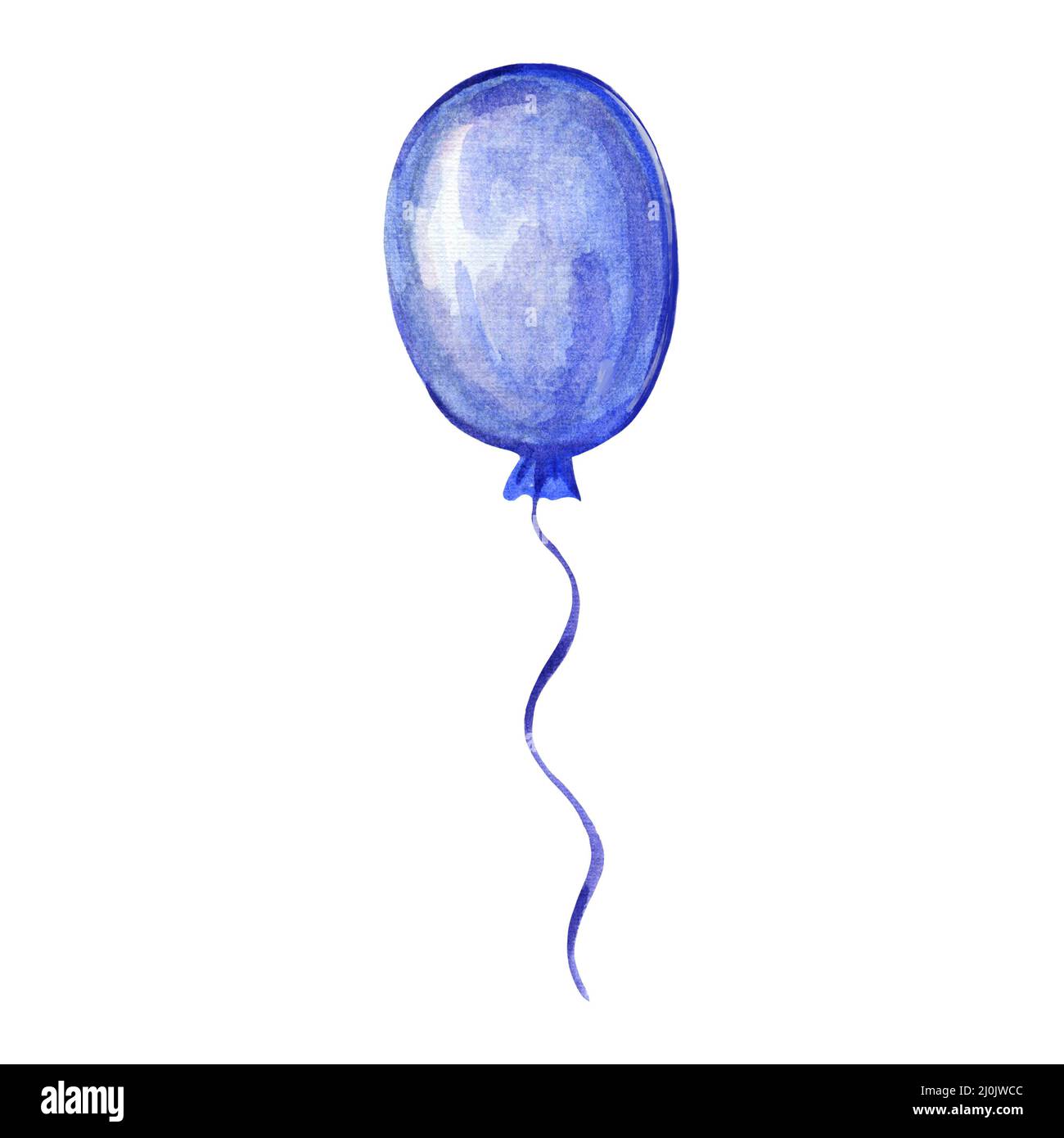 Blue balloon on a white background. Hand-drawn watercolor illustration ...
