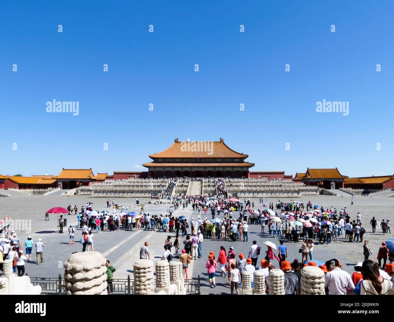 Forbidden City in Beijing, China with hundreds of tourists Stock Photo ...