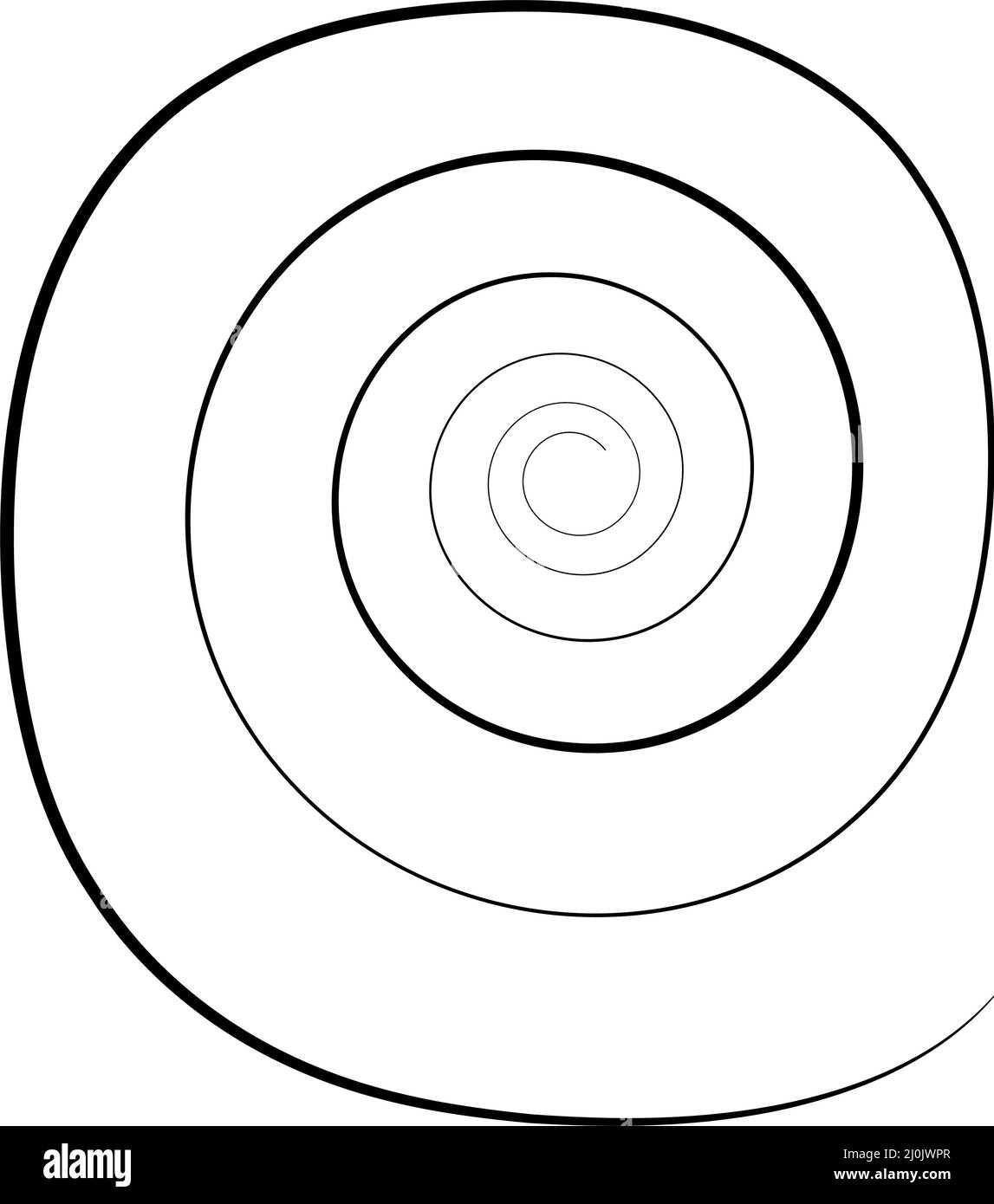 Freehand, hand drawn spiral, swirl, twirl element. Volute, helix ...