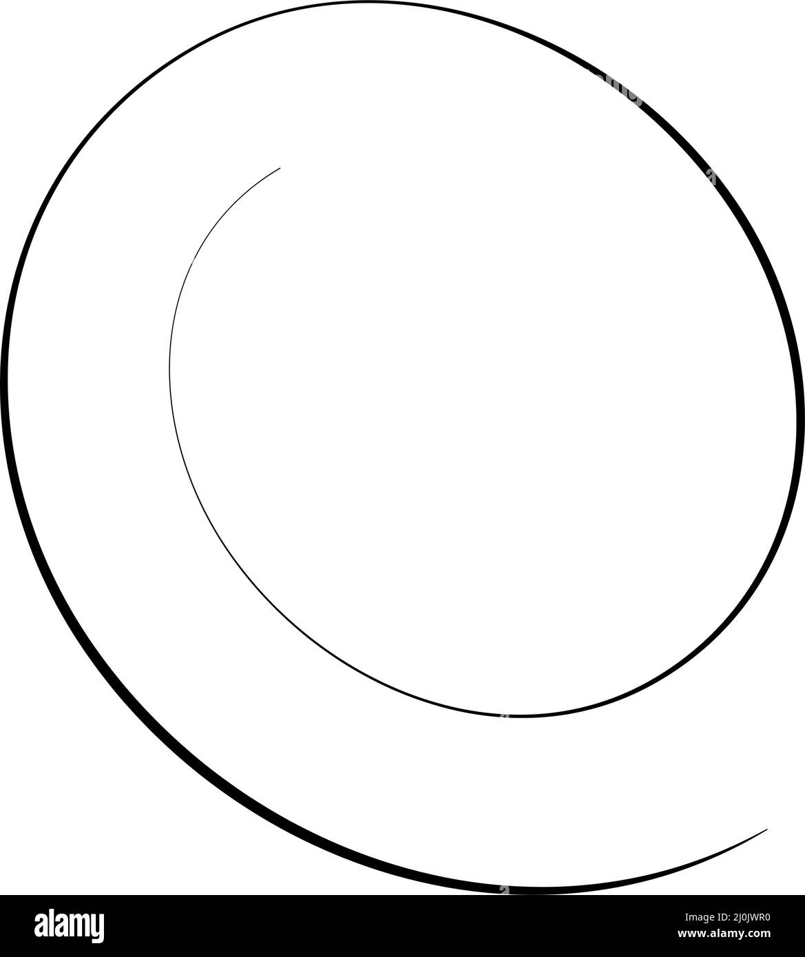 Freehand, hand drawn spiral, swirl, twirl element. Volute, helix ...