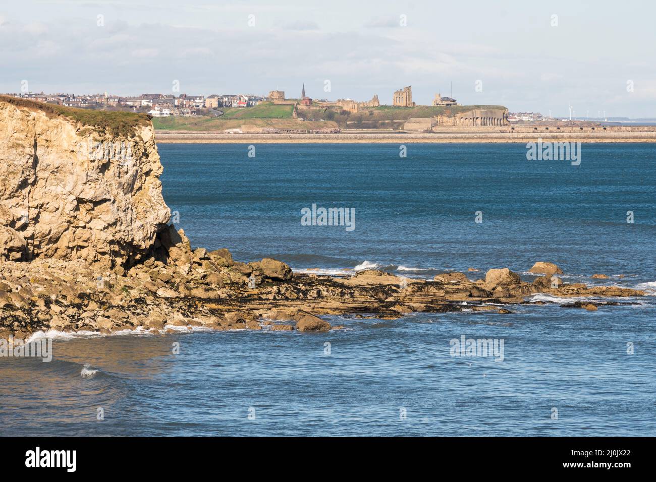 A view of Tynemouth looking north from the England Coast Path at ...