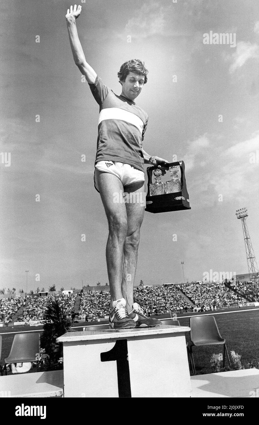 Brendan Foster with a decanter which was a present from the people of ...