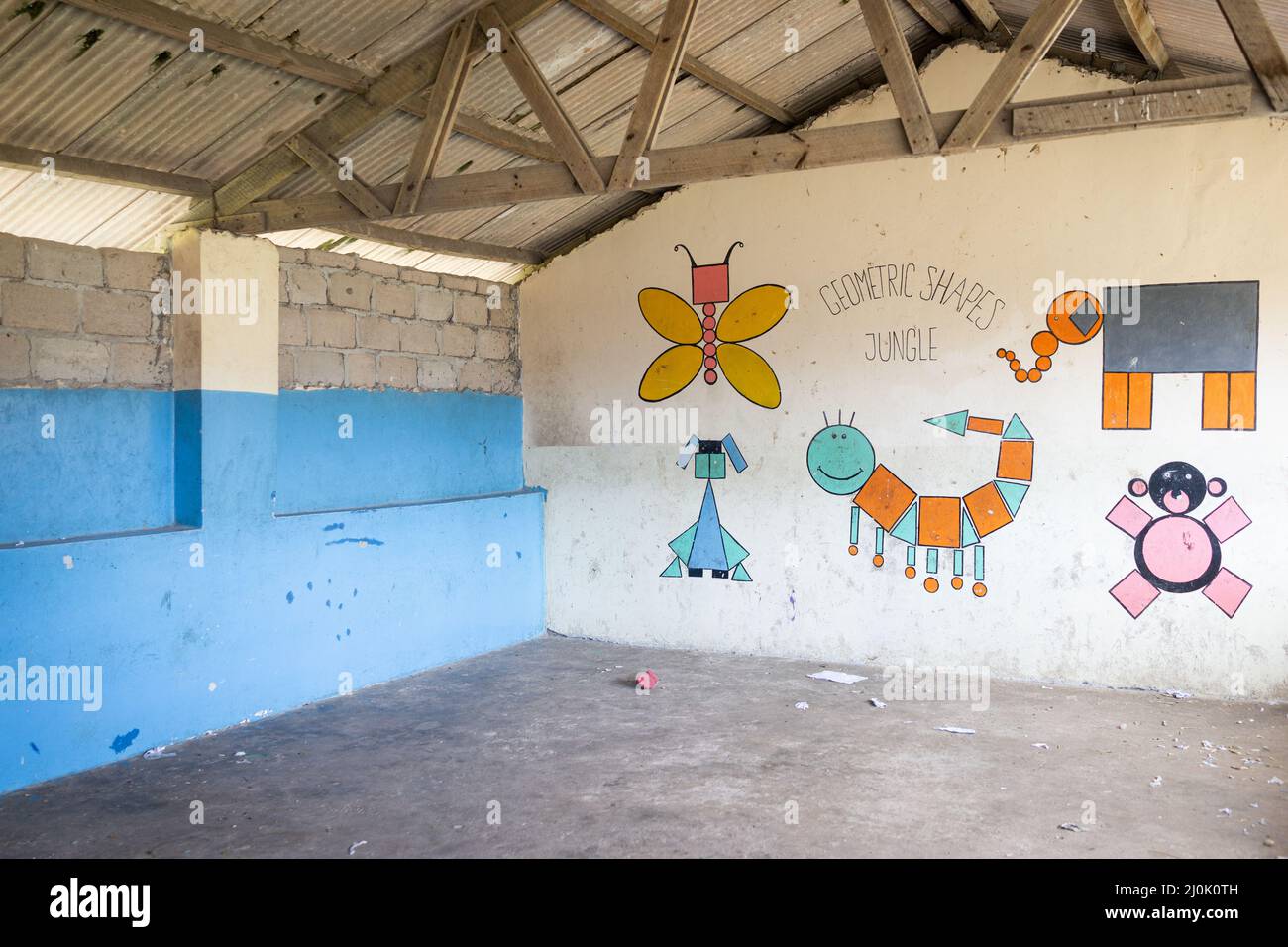 Decorated poor school classroom in Africa Stock Photo - Alamy