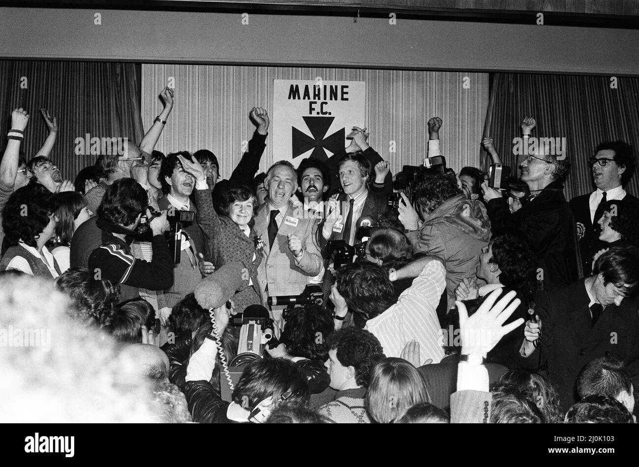 Shirley Williams of the Social Democratic Party celebrates her victory ...