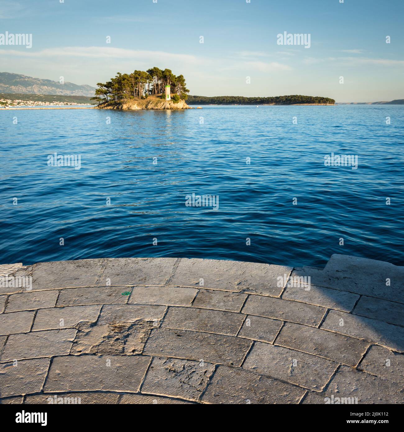 Banjol on island of Rab with sveti Juraj in a long exposure at evening ...