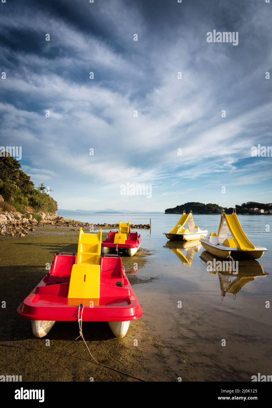 Pedal boats on beach resort hi-res stock photography and images - Alamy