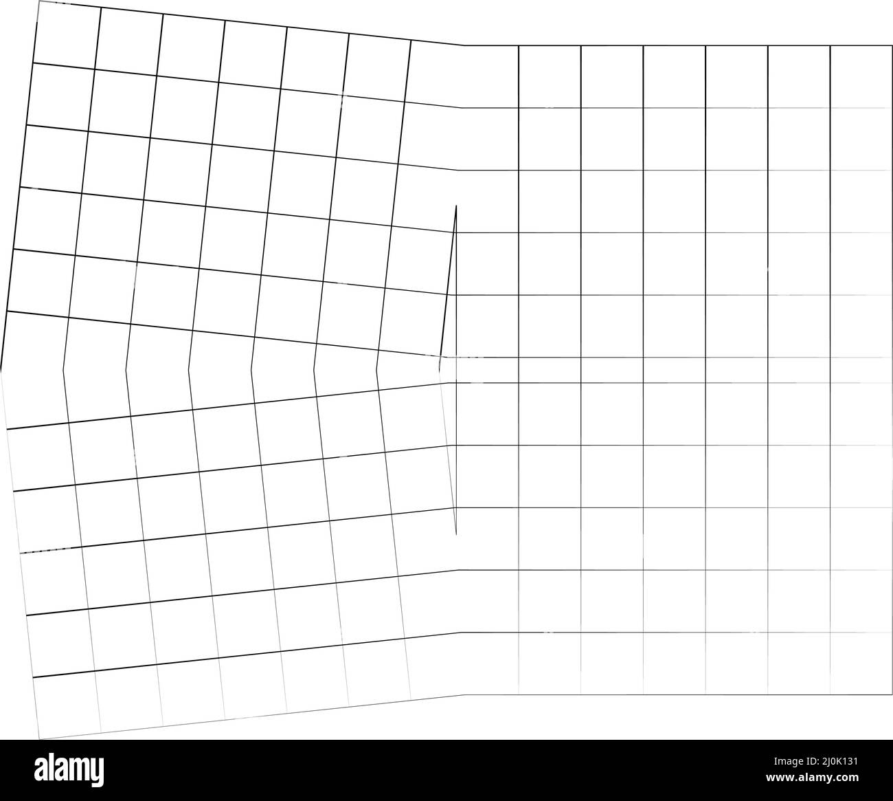 Mirrored, tweaked irregular grid, mesh, grating and lattice geometric ...