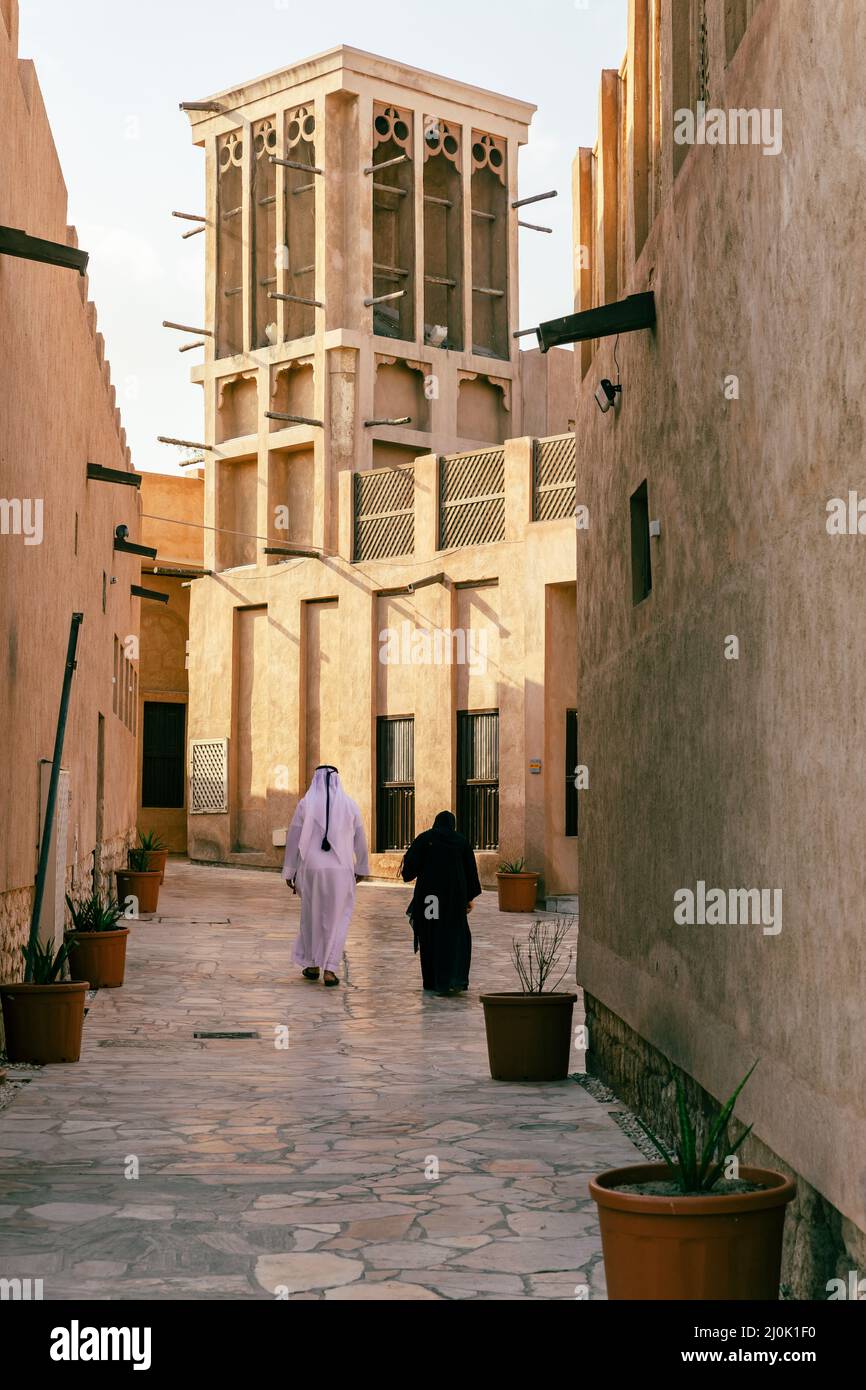 Al Seef Traditional Historical District Arabic Architecture. Dubai ...