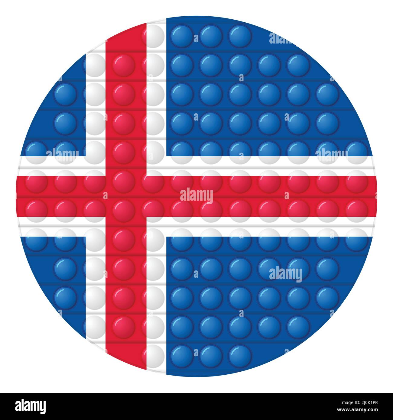 Glass light ball with flag of Iceland. Round sphere, template icon ...