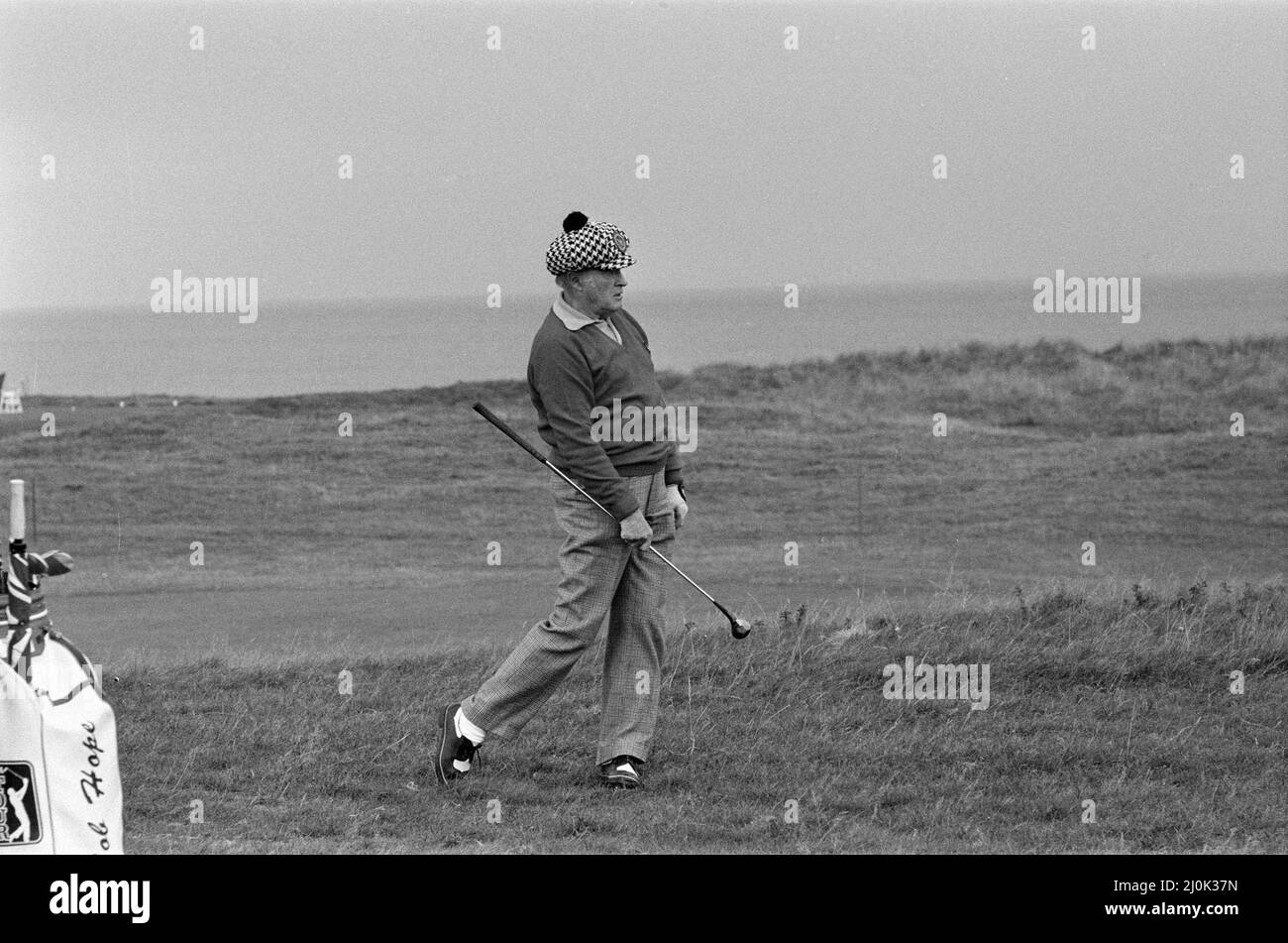 Bob Hope, American comedian and actor, playing golf in Scotland (ahead ...