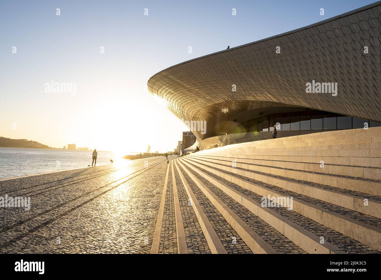 View of the beautiful modern architecture next to the river- the museum ...
